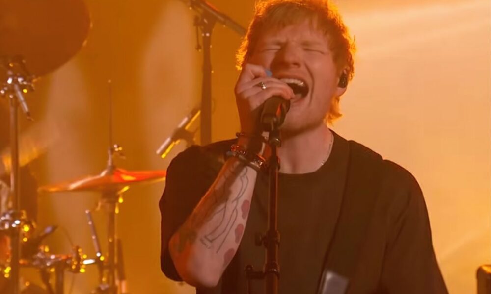 Ed Sheeran, Dave Grohl and John Mayer reunite for “Drive” at Kimmel